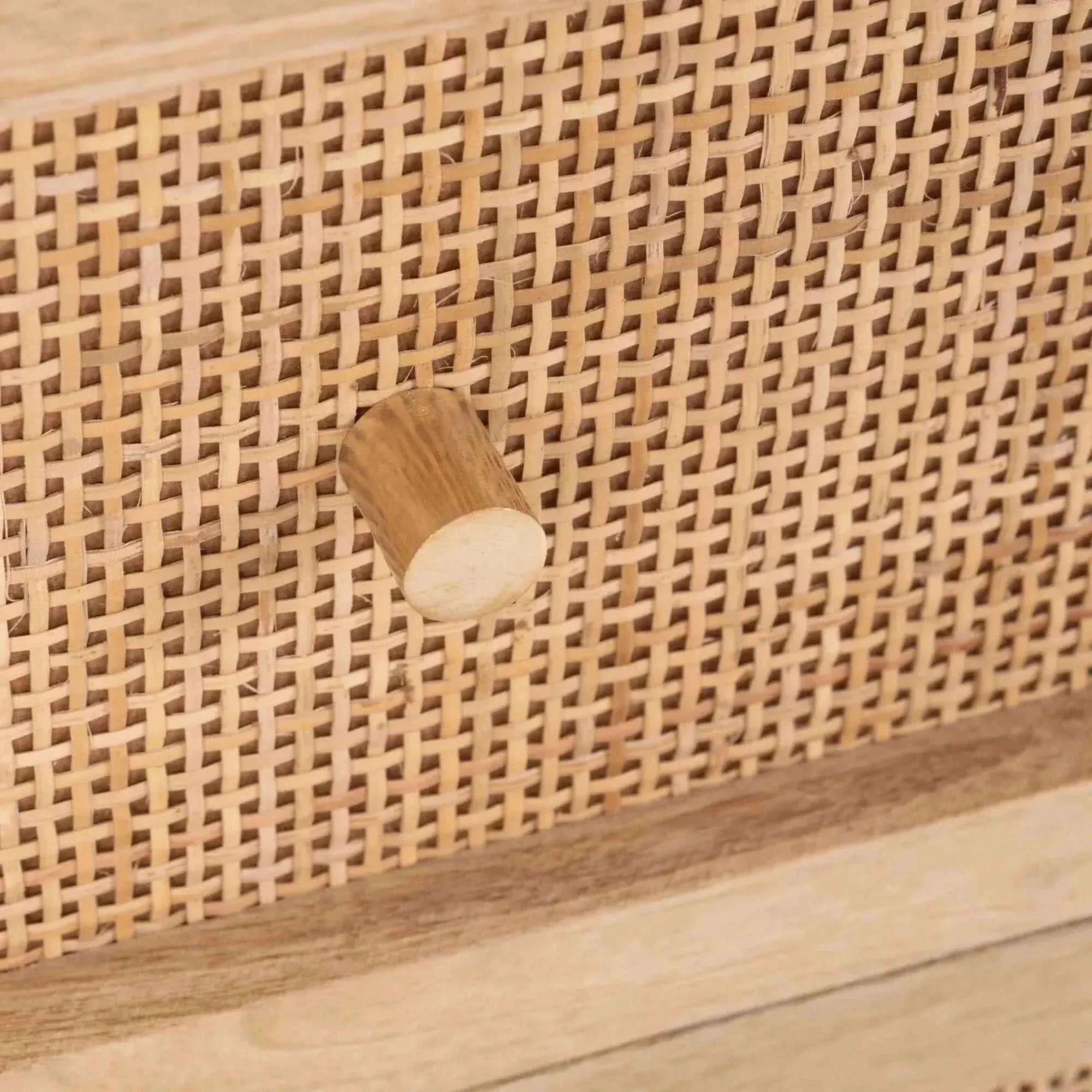 Martina Mango Wood Bedside Table with Rattan Drawers